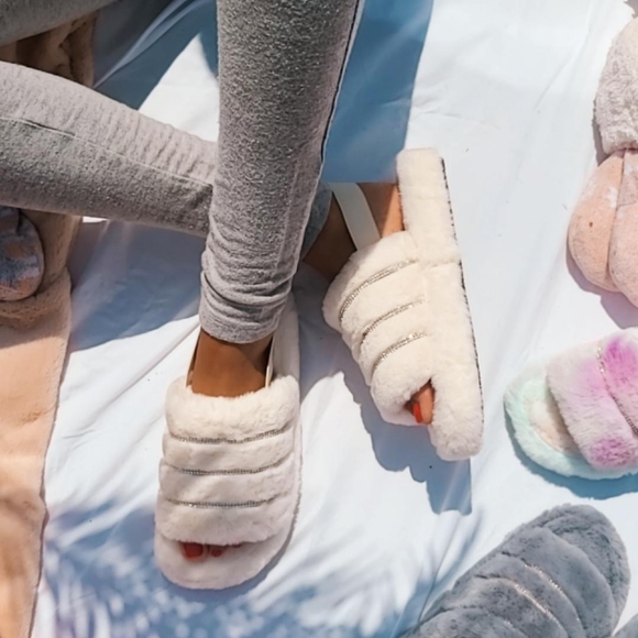 Shoes | Above The Clouds Collection White Fur Slides | Poshmark
